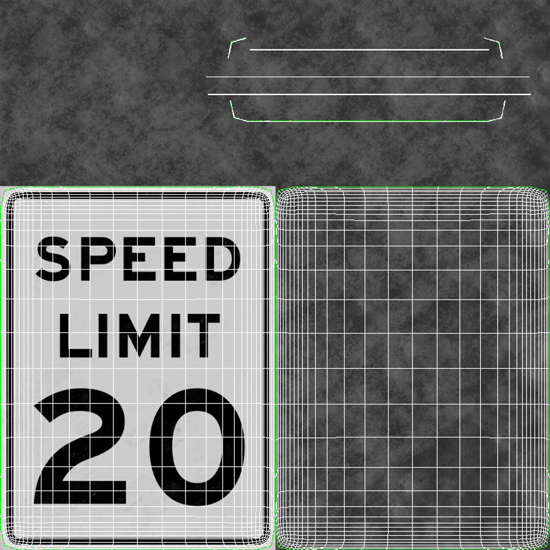 speed limit sign 20 3d model