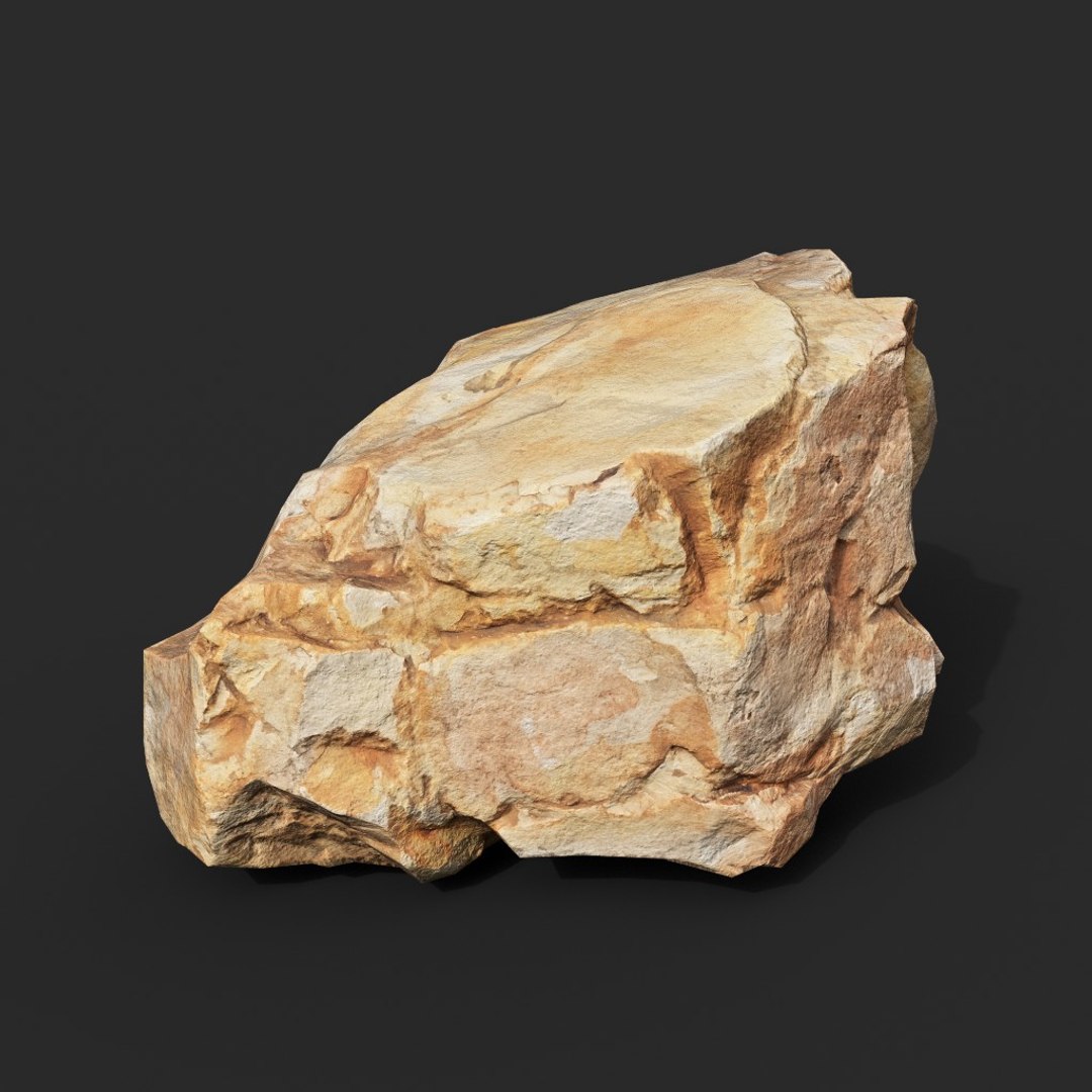 3D 8 Low poly PBR Yellow Rock Modular - Ultra HD 16K Texture model ...