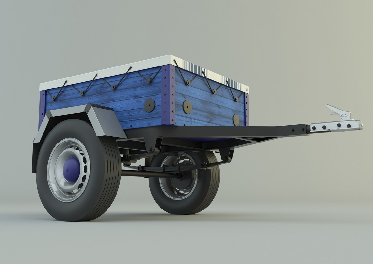 3D blue car trailer - TurboSquid 2041536