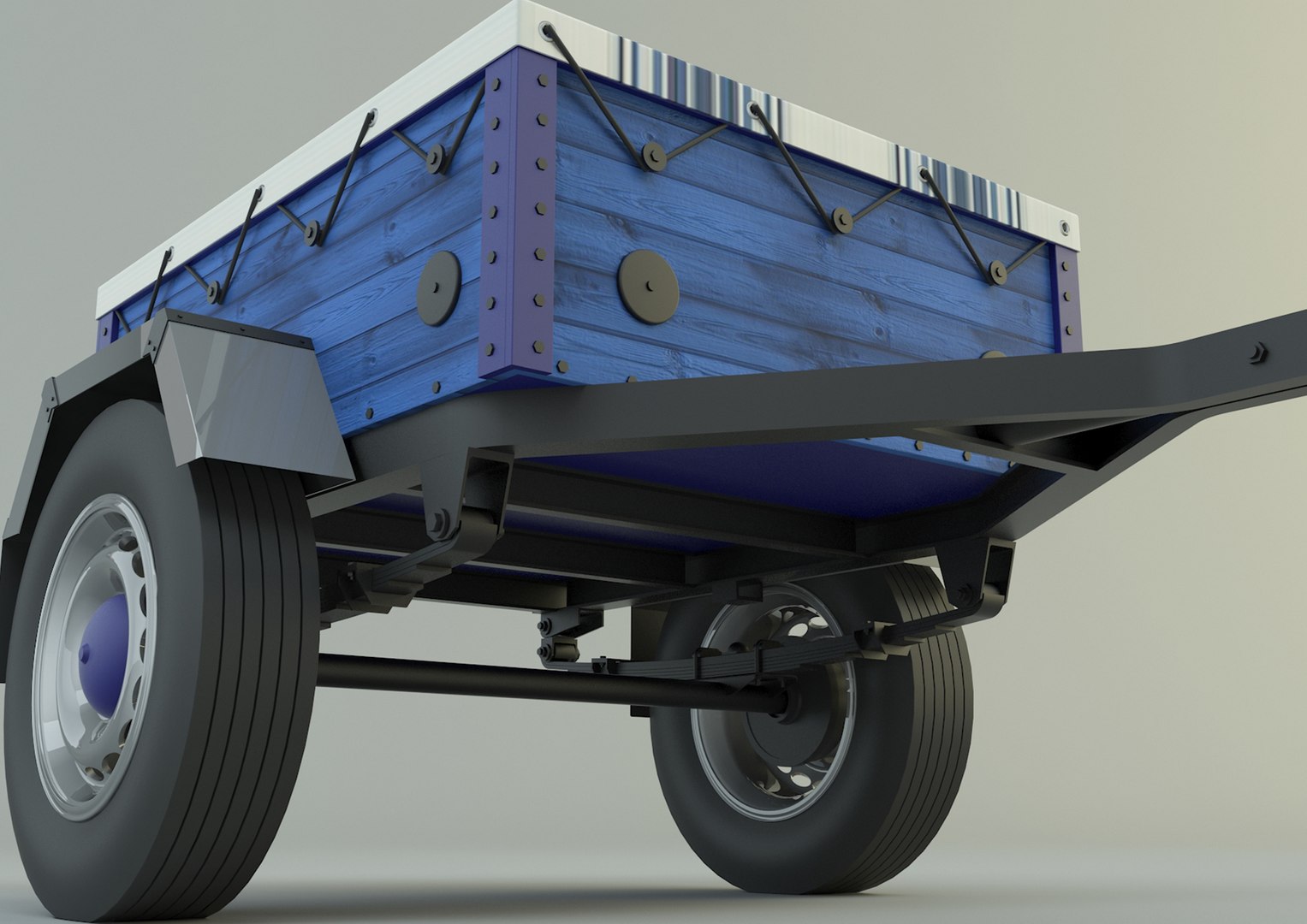 3D blue car trailer - TurboSquid 2041536