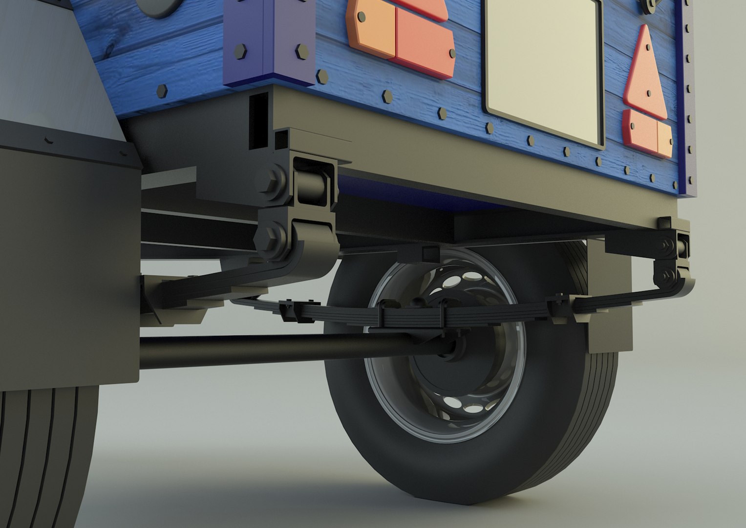 3D blue car trailer - TurboSquid 2041536