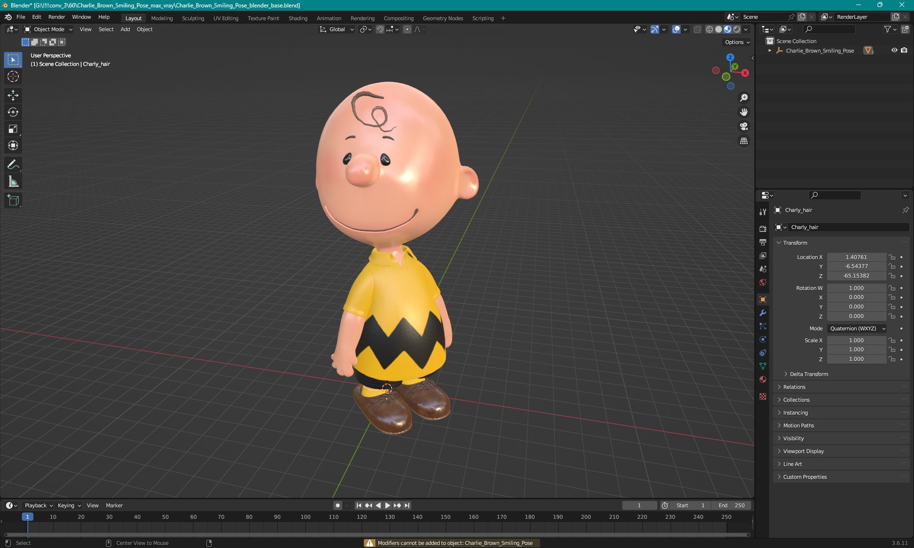 3D Charlie Brown Smiling Pose Model - TurboSquid 2320511