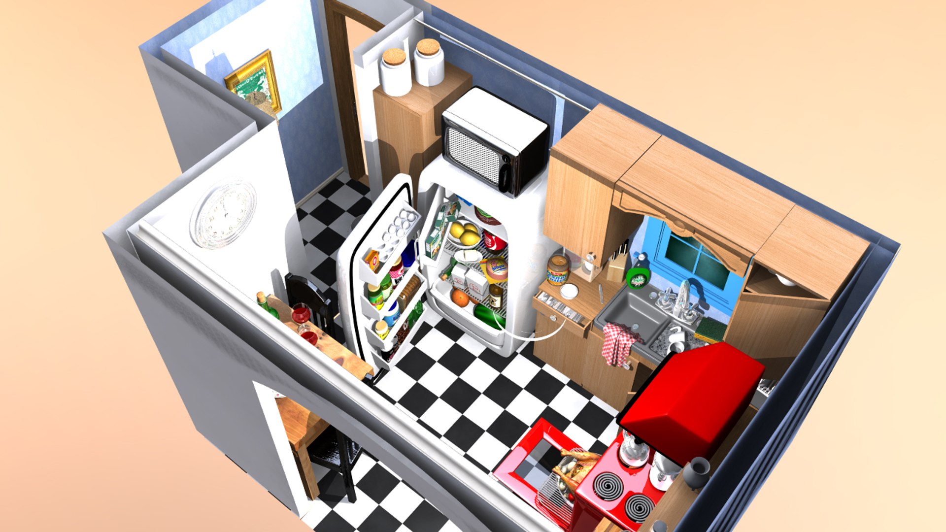 3d Model Of Cartoon Kitchen