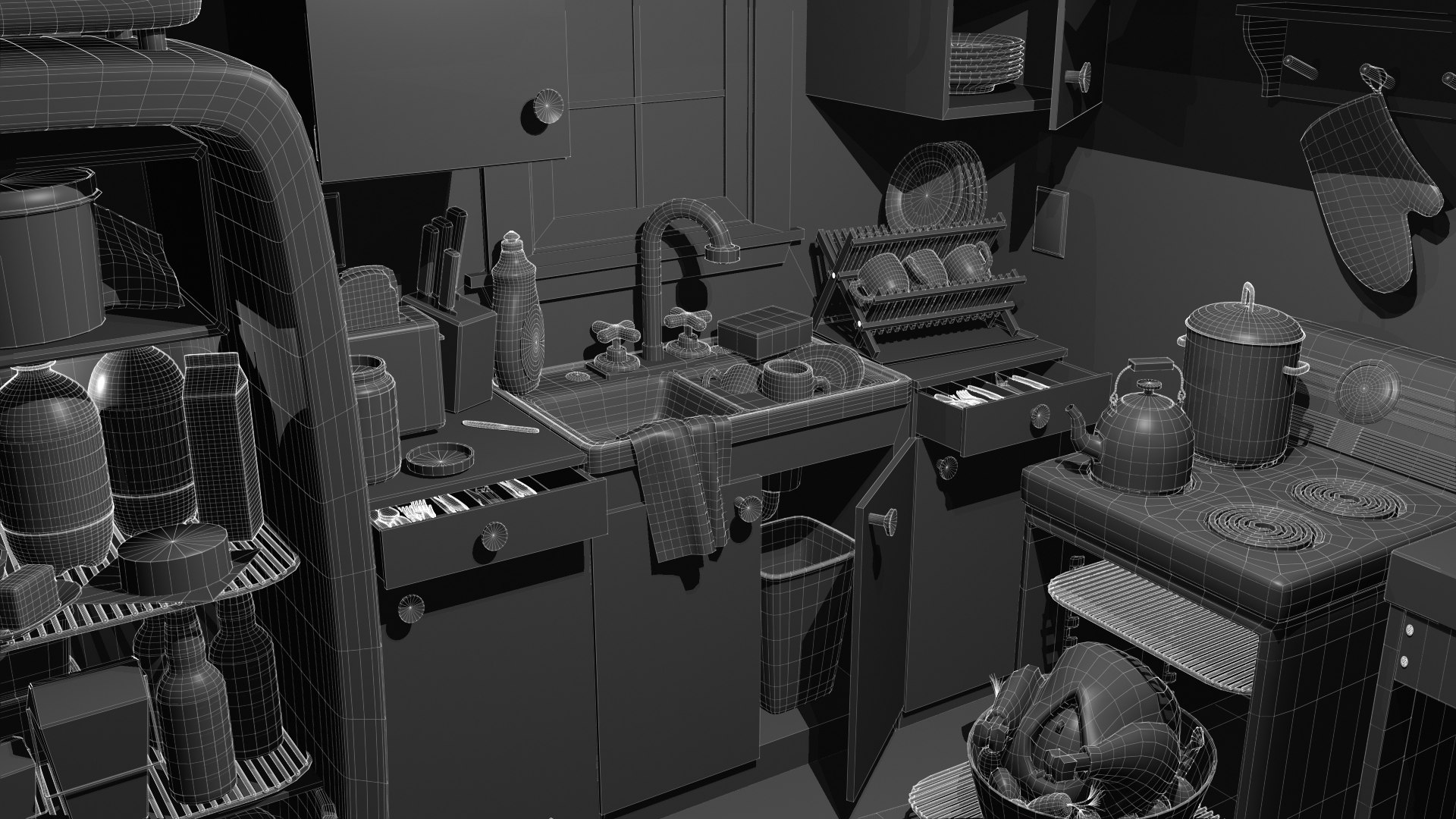 3d Model Of Cartoon Kitchen