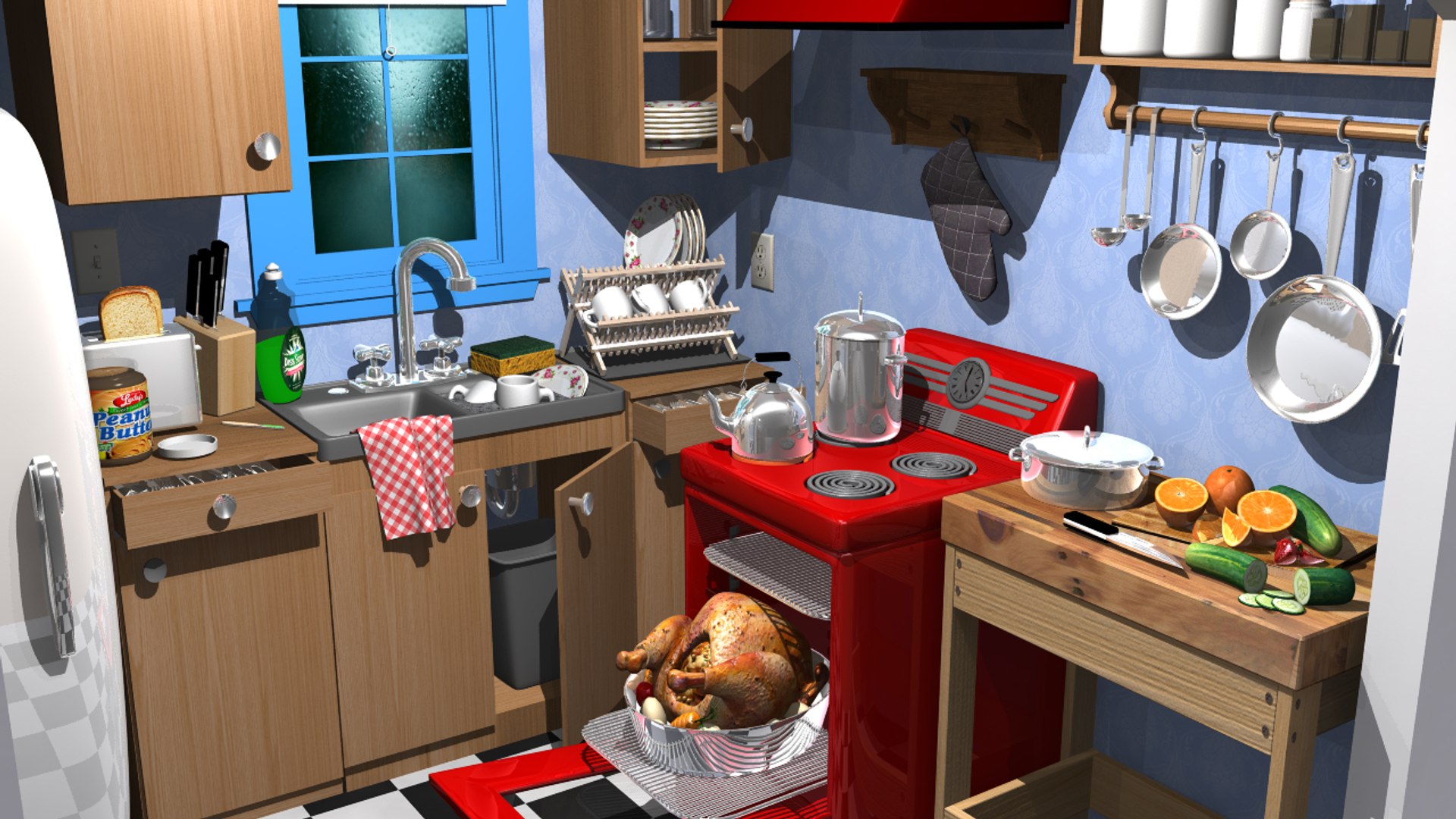 3d model of cartoon kitchen
