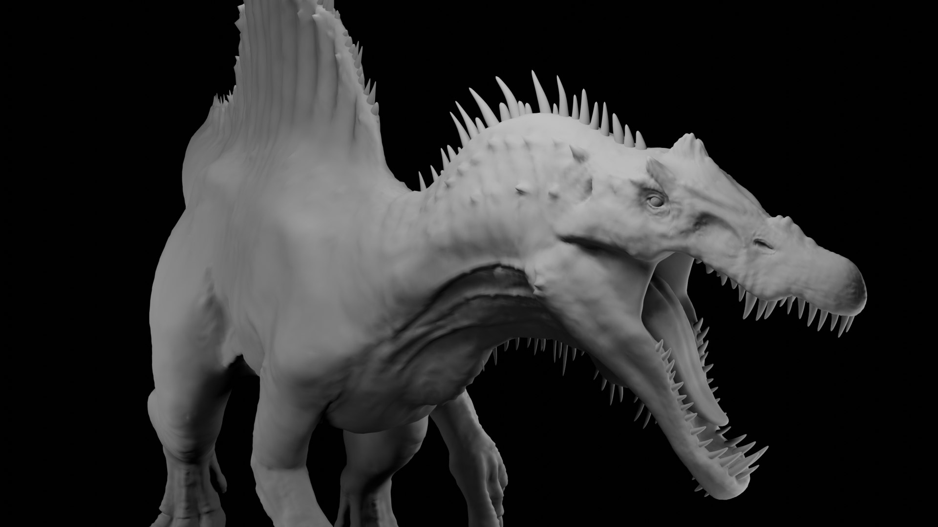 3D Rigged Spinosaurus 3D Model Detailed Base Mesh Clean Topology ...