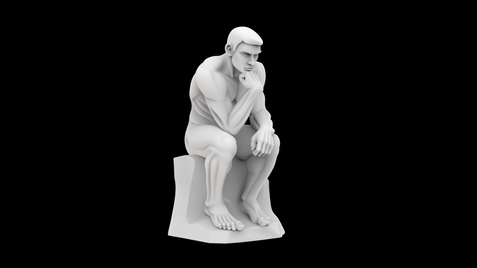 Modern Thinker Sculpture Seated Male Pose 3D Print Model 3D Model ...