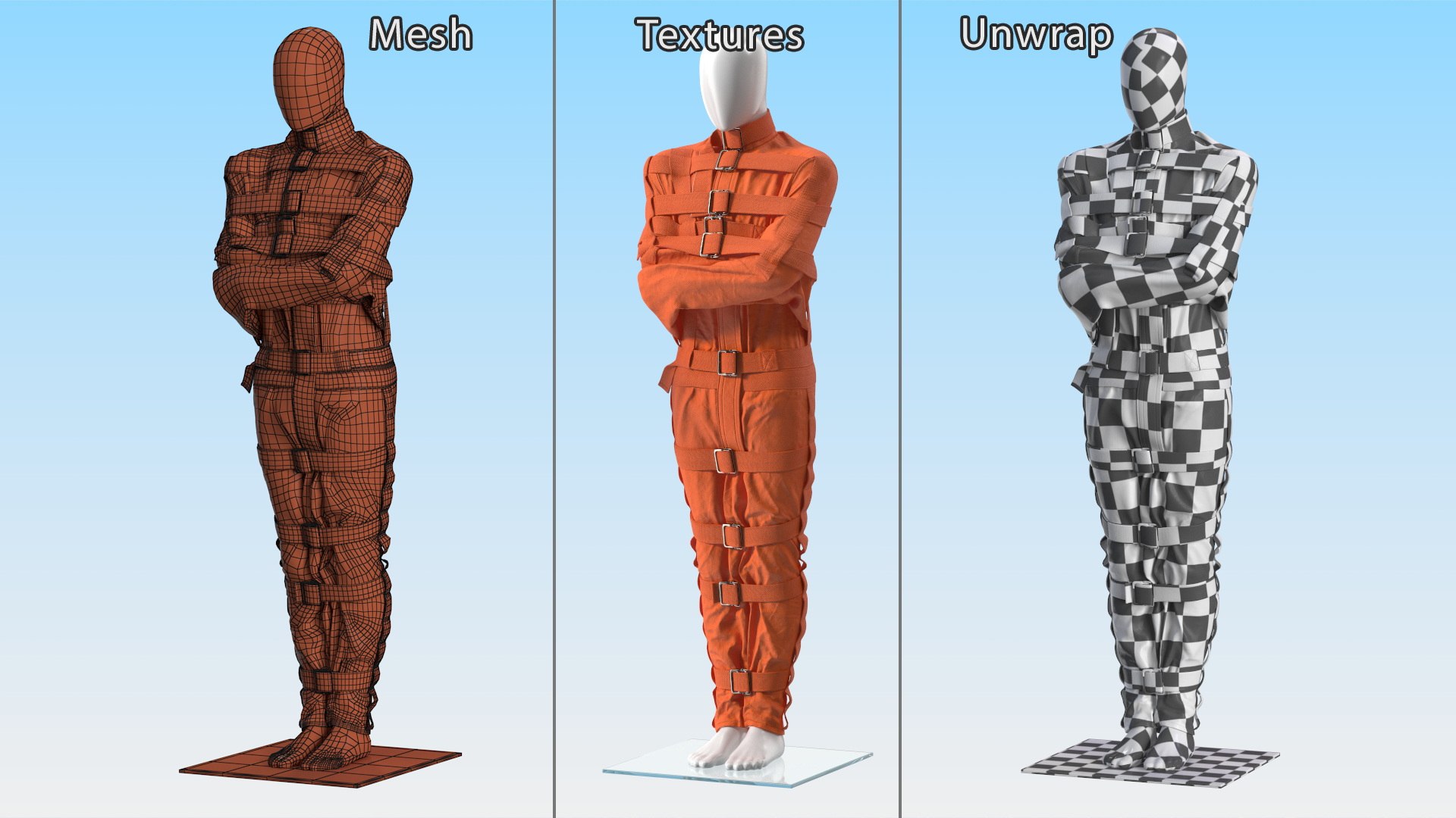 Straitjacket Patient Mannequin Orange Model - TurboSquid 2292459