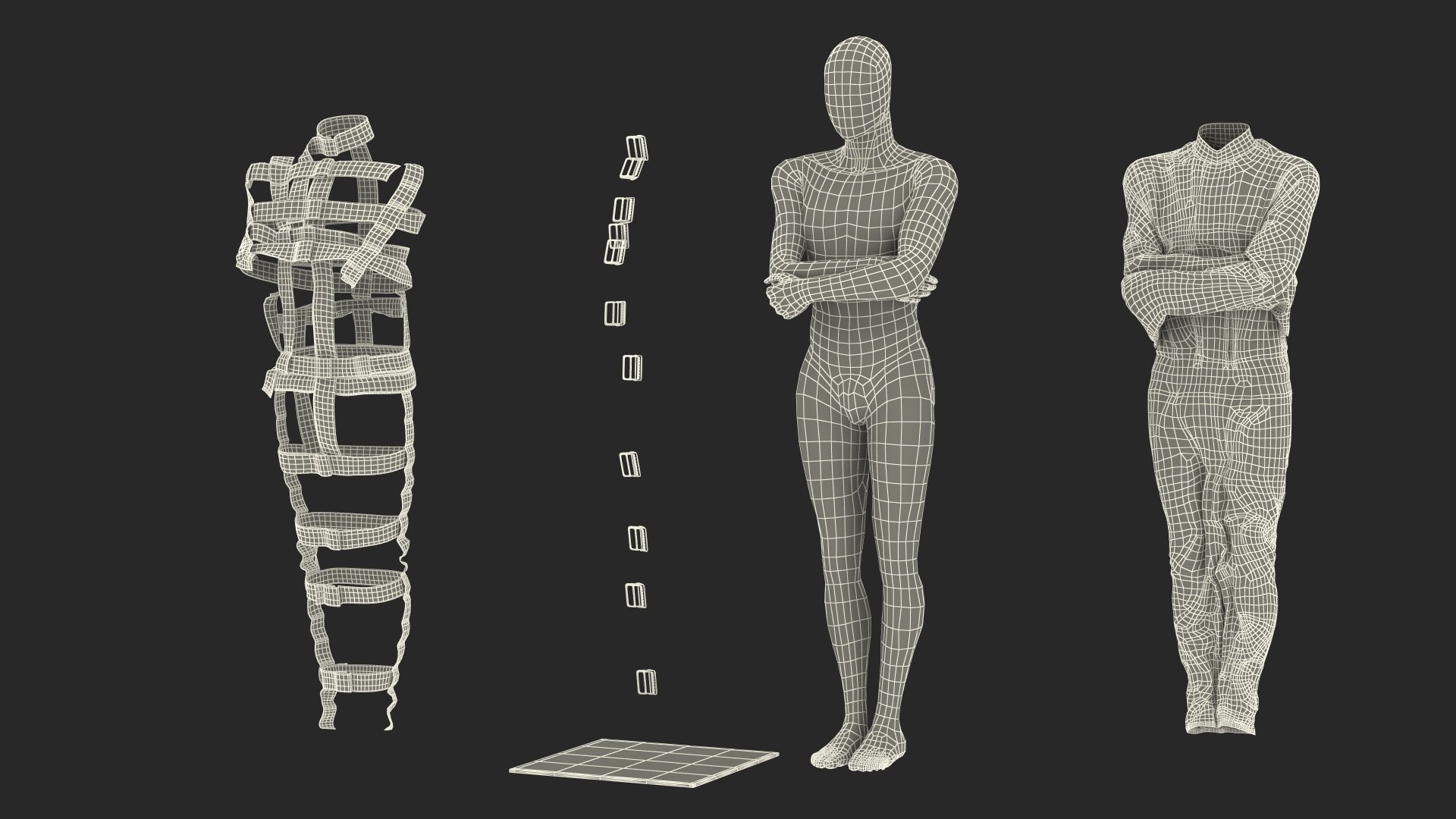 Straitjacket Patient Mannequin Orange Model - TurboSquid 2292459