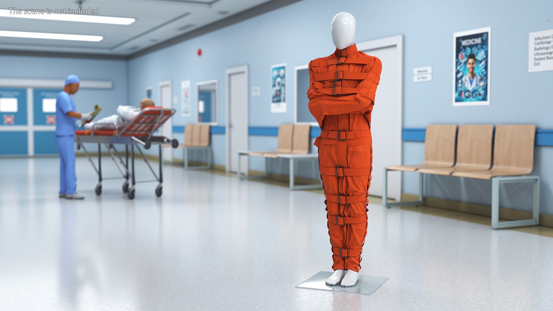 Straitjacket Patient Mannequin Orange Model - TurboSquid 2292459