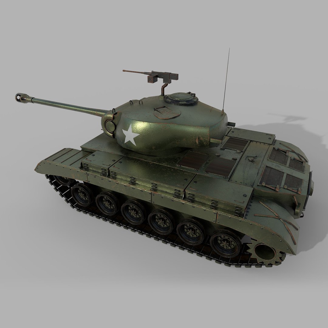 Tank M26 Pershing PBR Military World War Army Vehicle Weapon 3D Model ...