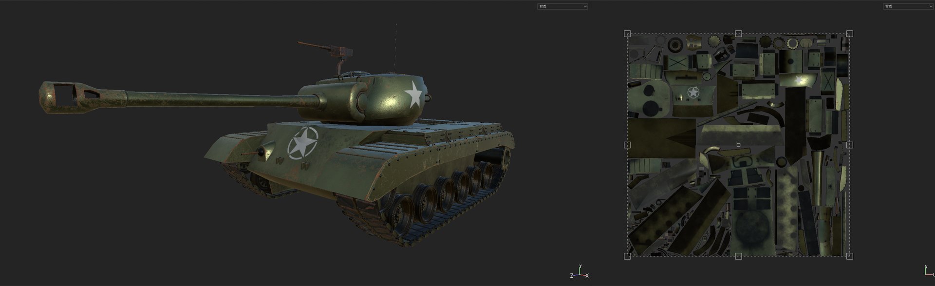 Tank M26 Pershing PBR Military World War Army Vehicle Weapon 3D Model ...