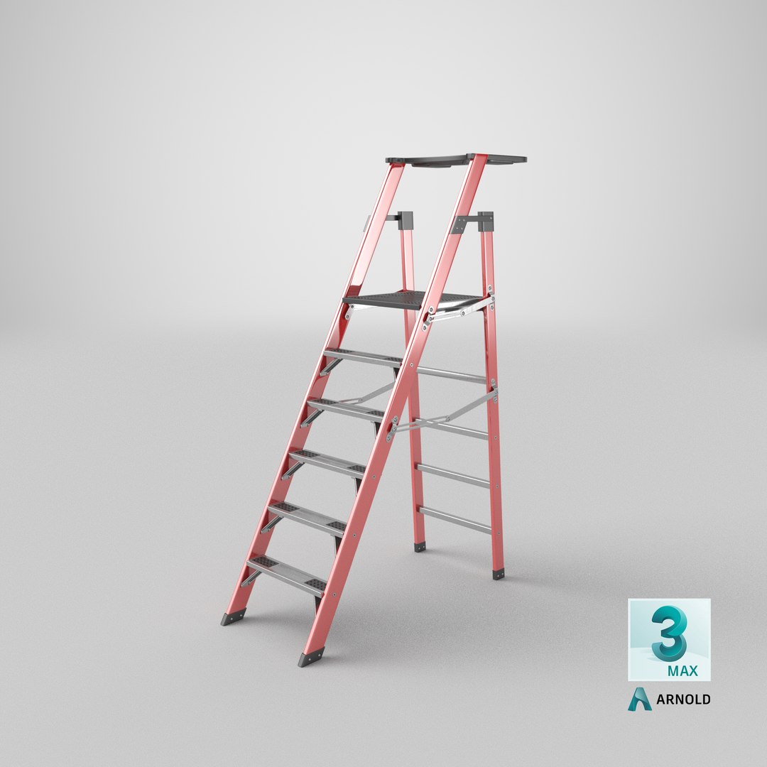 Detailed Step Ladder Red 3D Model - TurboSquid 2086003