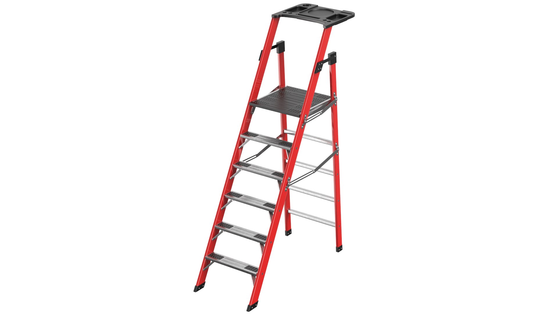 Detailed Step Ladder Red 3D model - TurboSquid 2086003