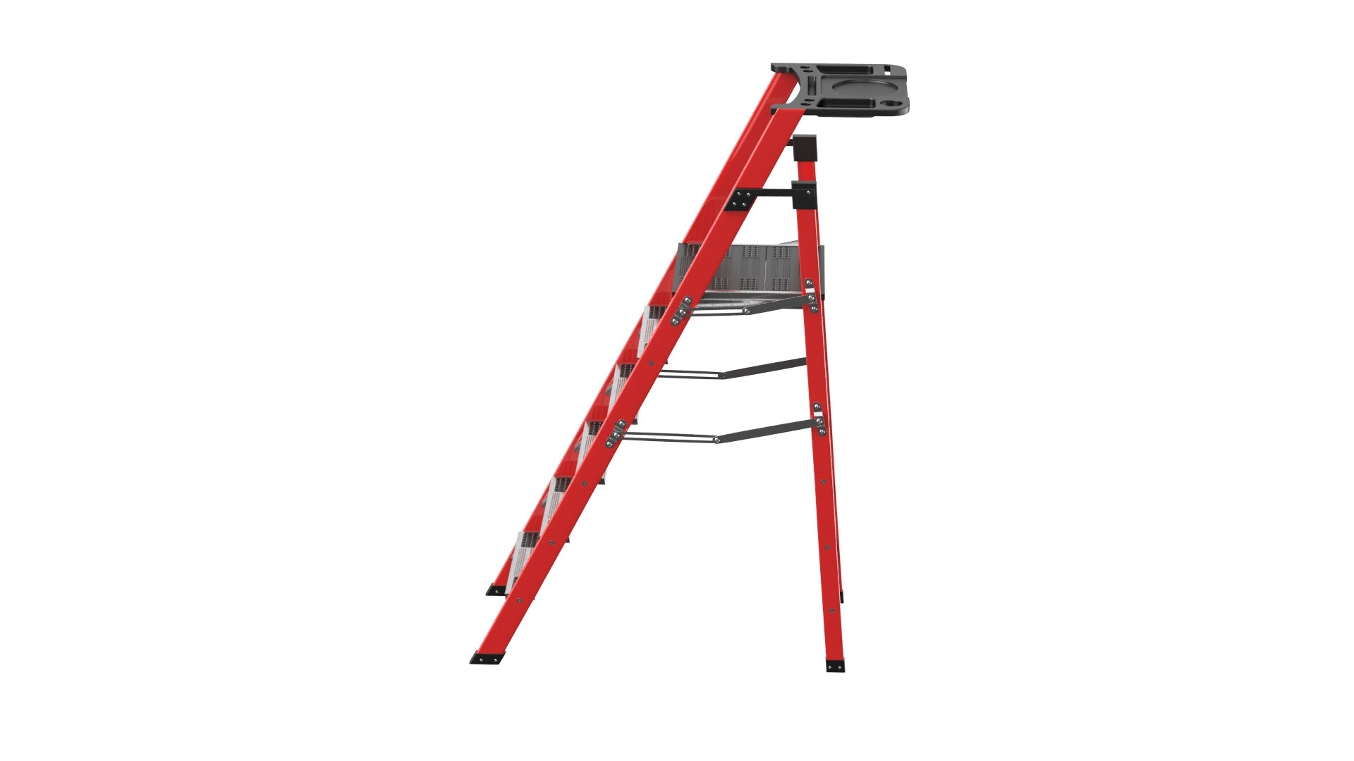 Detailed Step Ladder Red 3D Model - TurboSquid 2086003