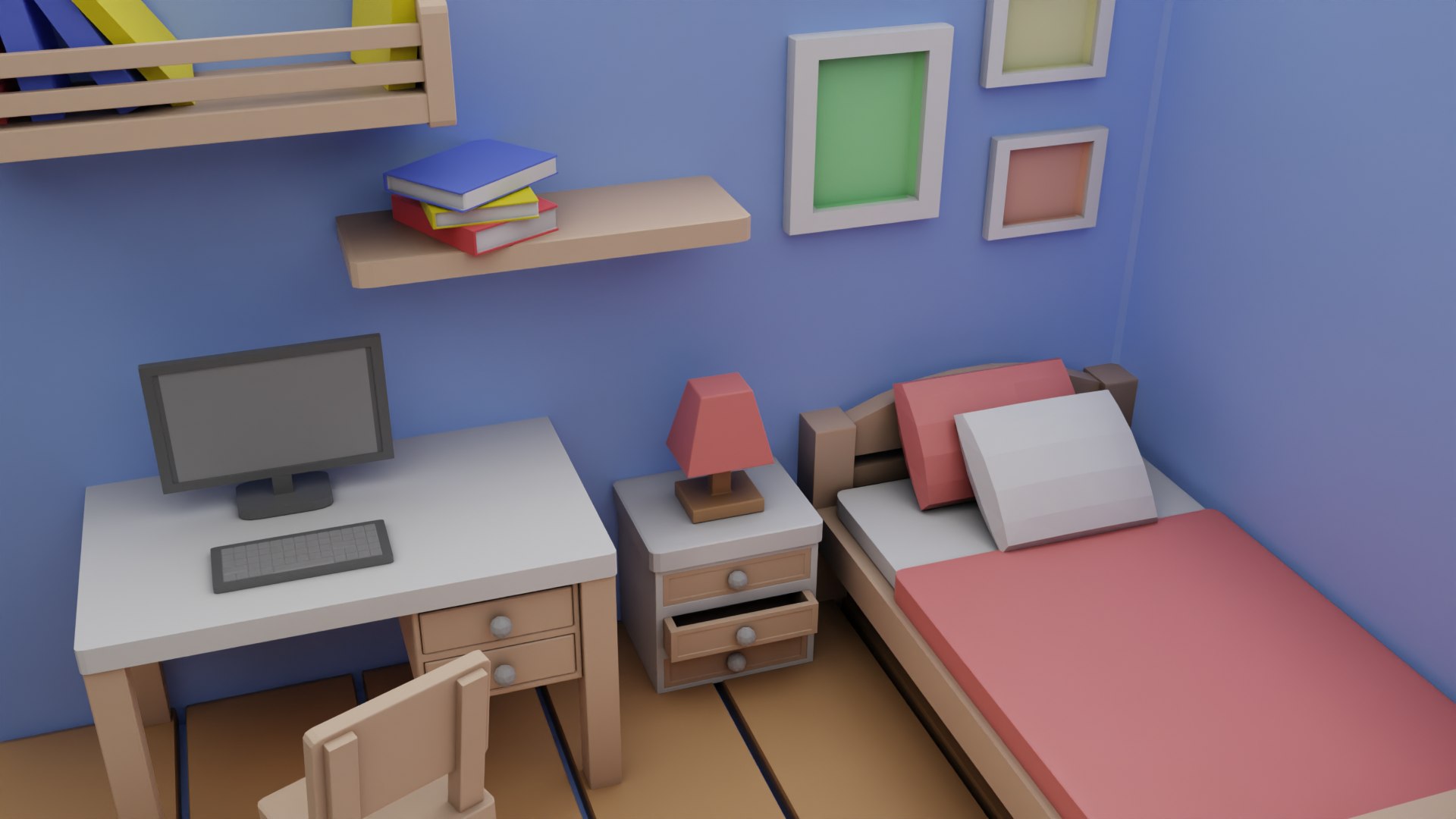 Free Low Poly Bedroom Model - TurboSquid 1913833