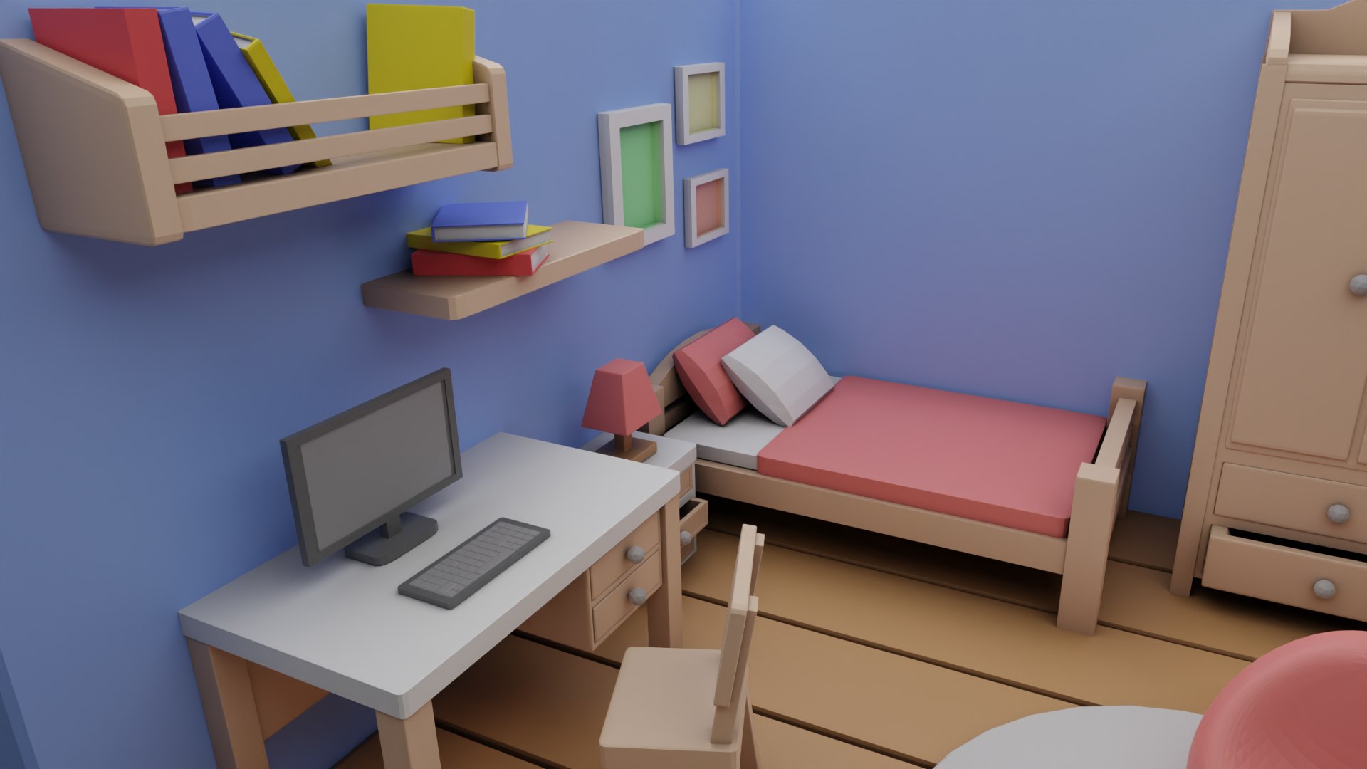 Free Low Poly Bedroom Model - TurboSquid 1913833