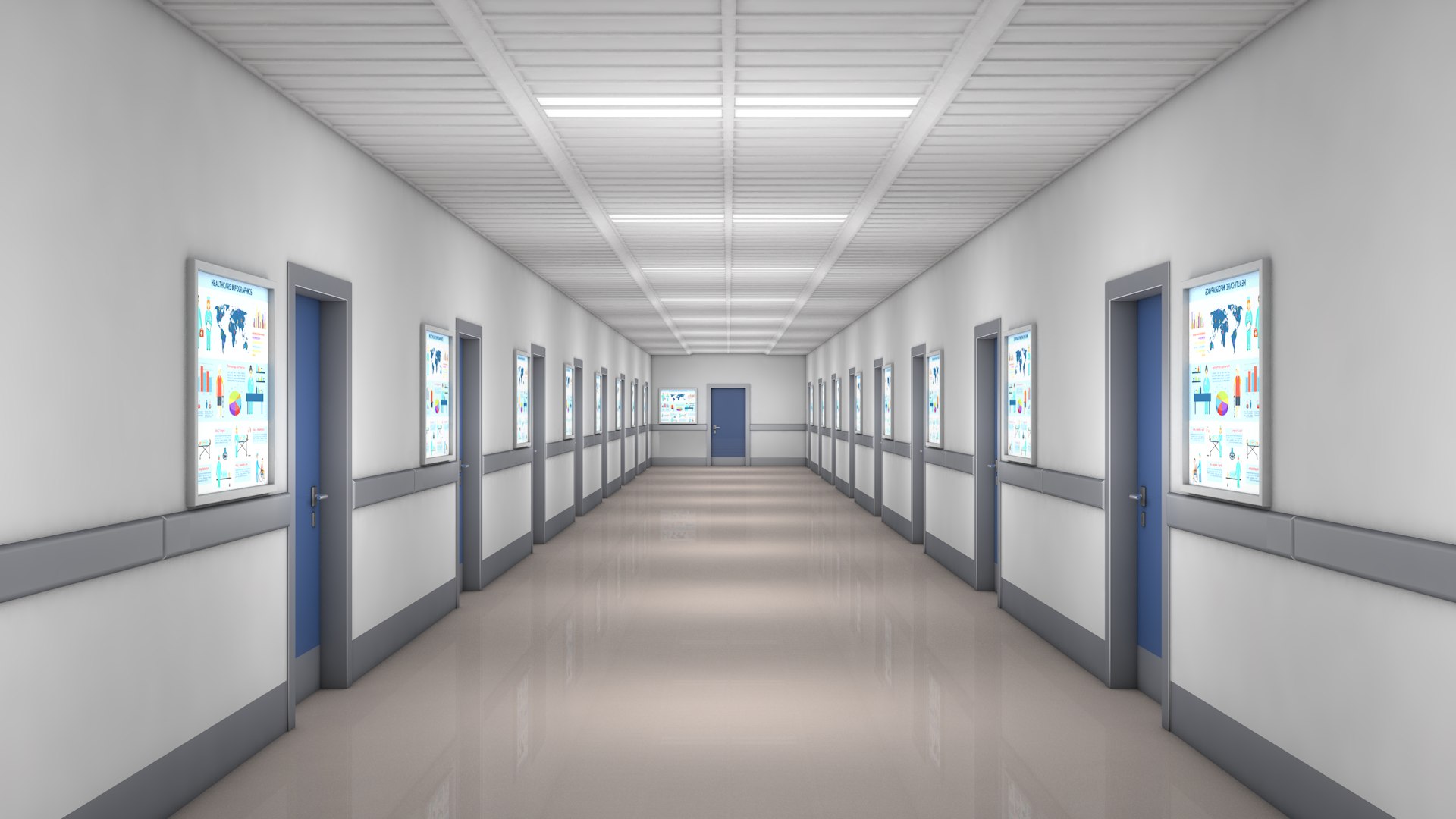 3D Hospital Hallway Corridor - TurboSquid 2011580