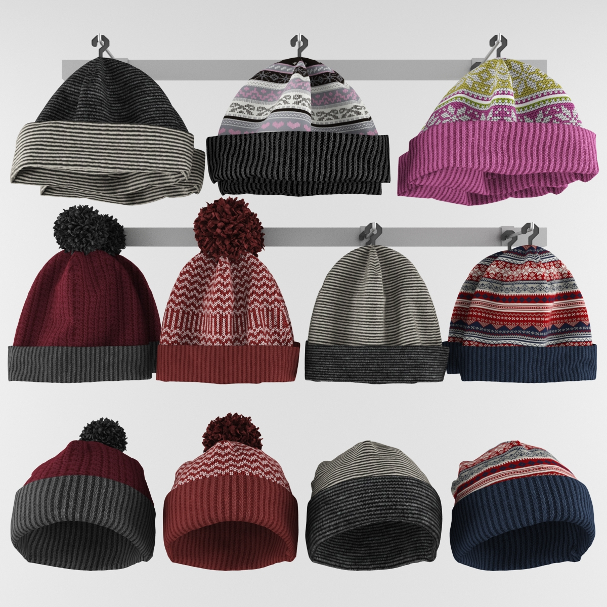 3d obj hanger knitted hats fashion