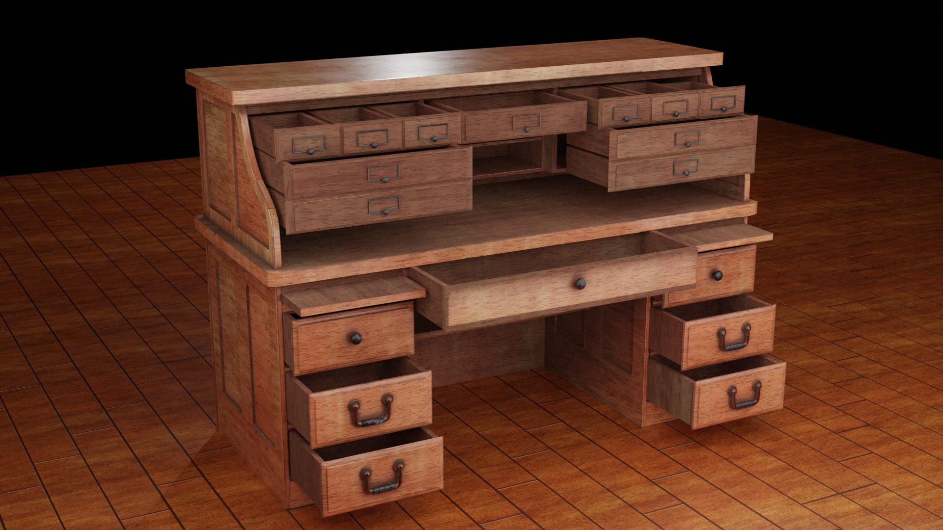 3D Roll Top Desk Model - TurboSquid 1959308