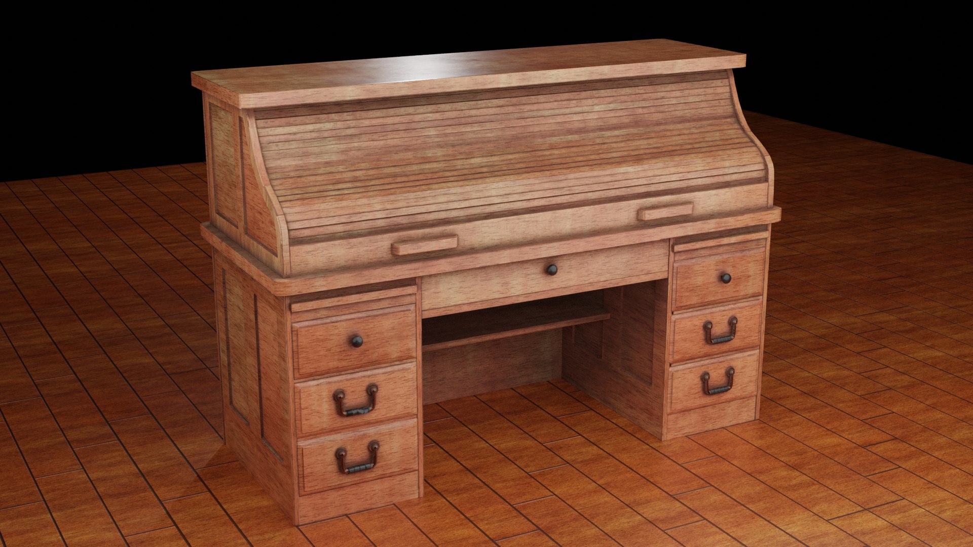 3D Roll Top Desk Model - TurboSquid 1959308