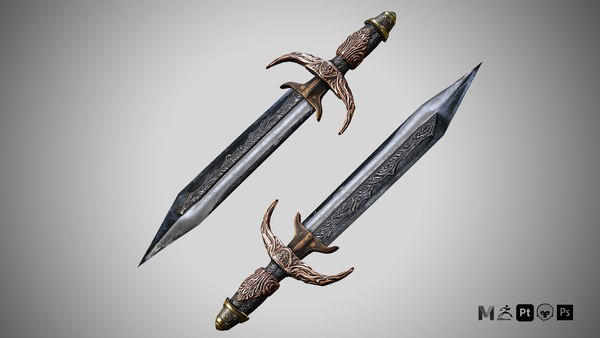 modelo 3d Daga Game Ready con adorno - TurboSquid 2270046