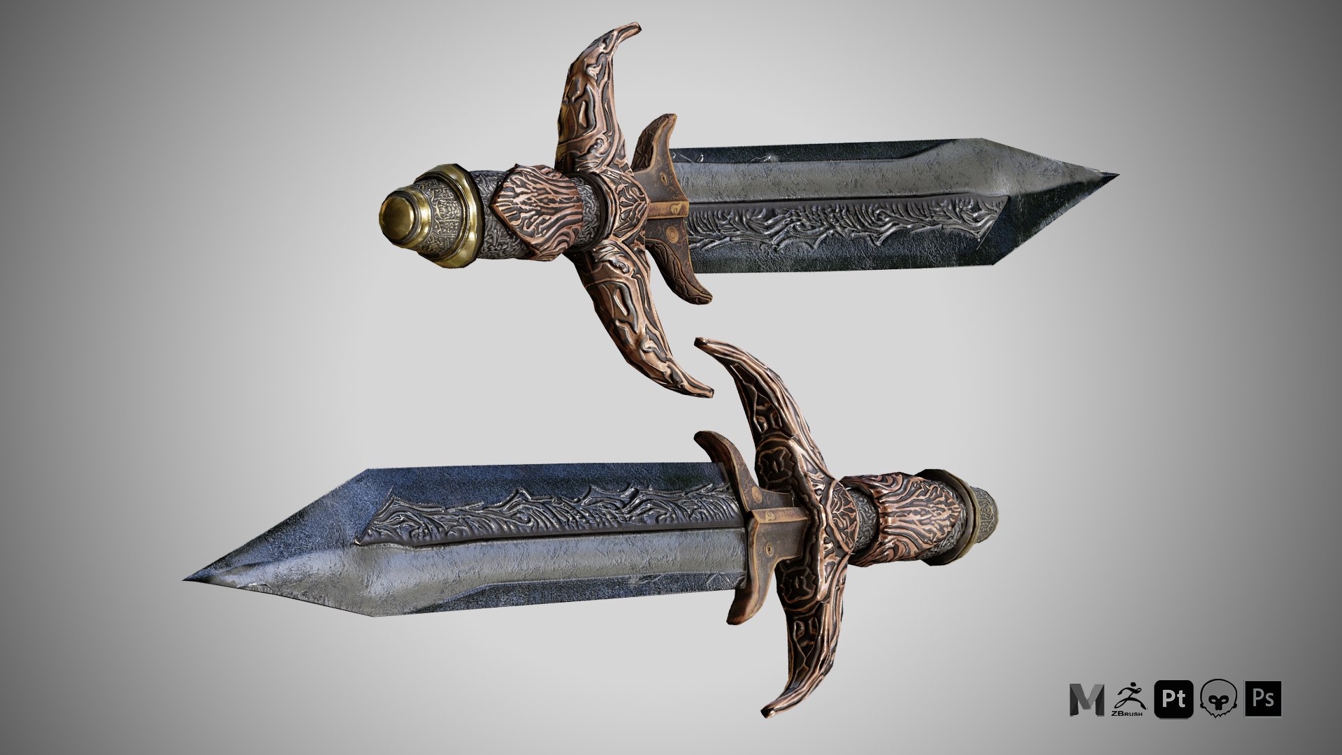 Game Ready Dagger With Ornament 3D Model - TurboSquid 2270046