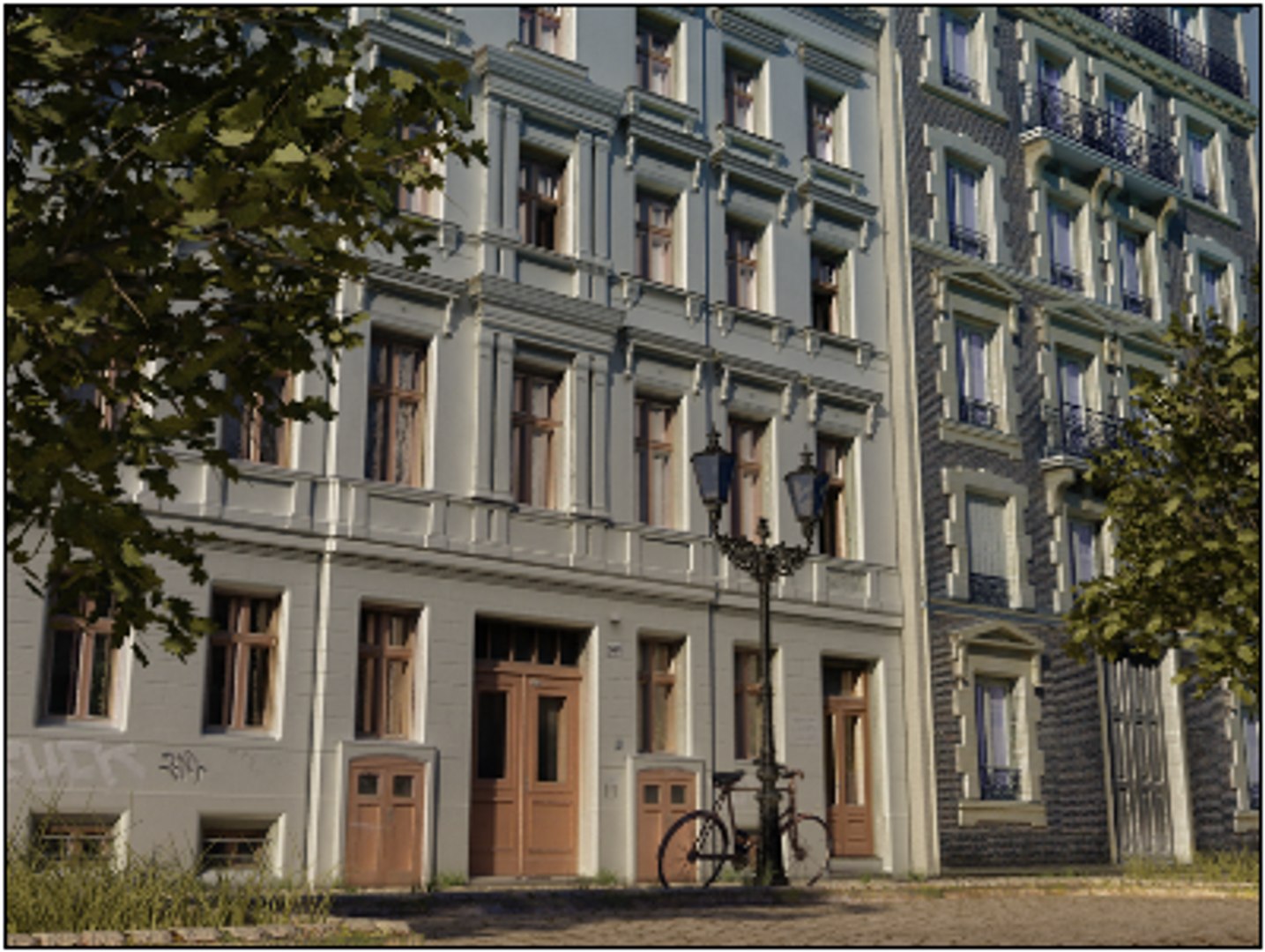 european street buildings 3d model