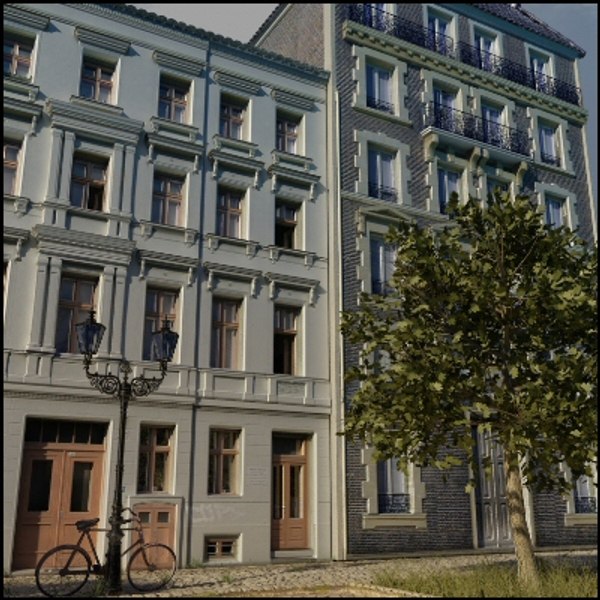 european street buildings 3d model