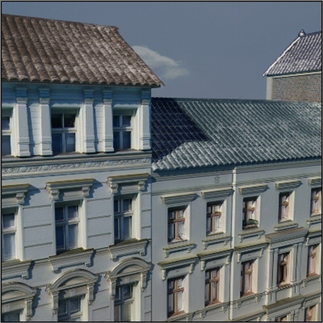european street buildings 3d model