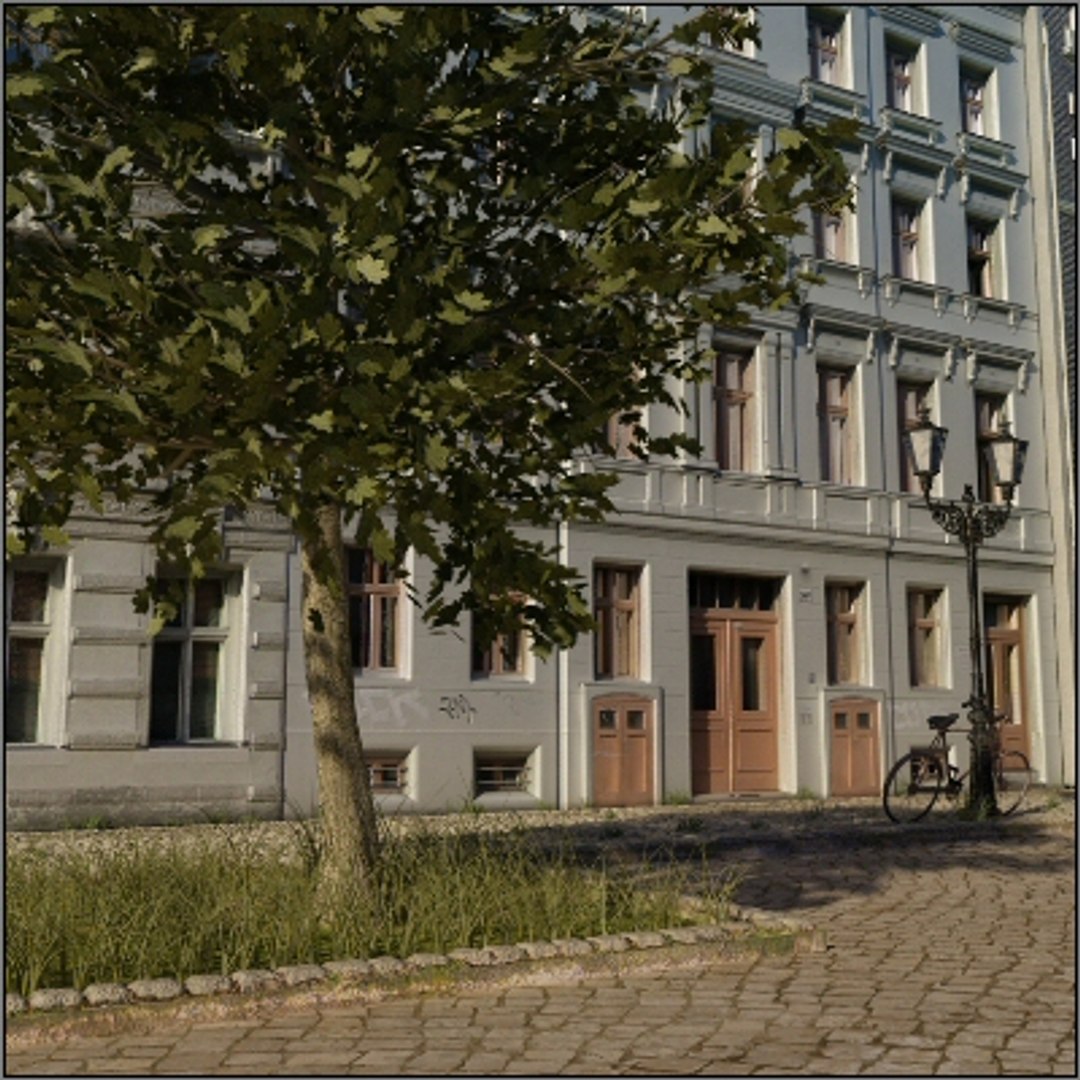 european street buildings 3d model