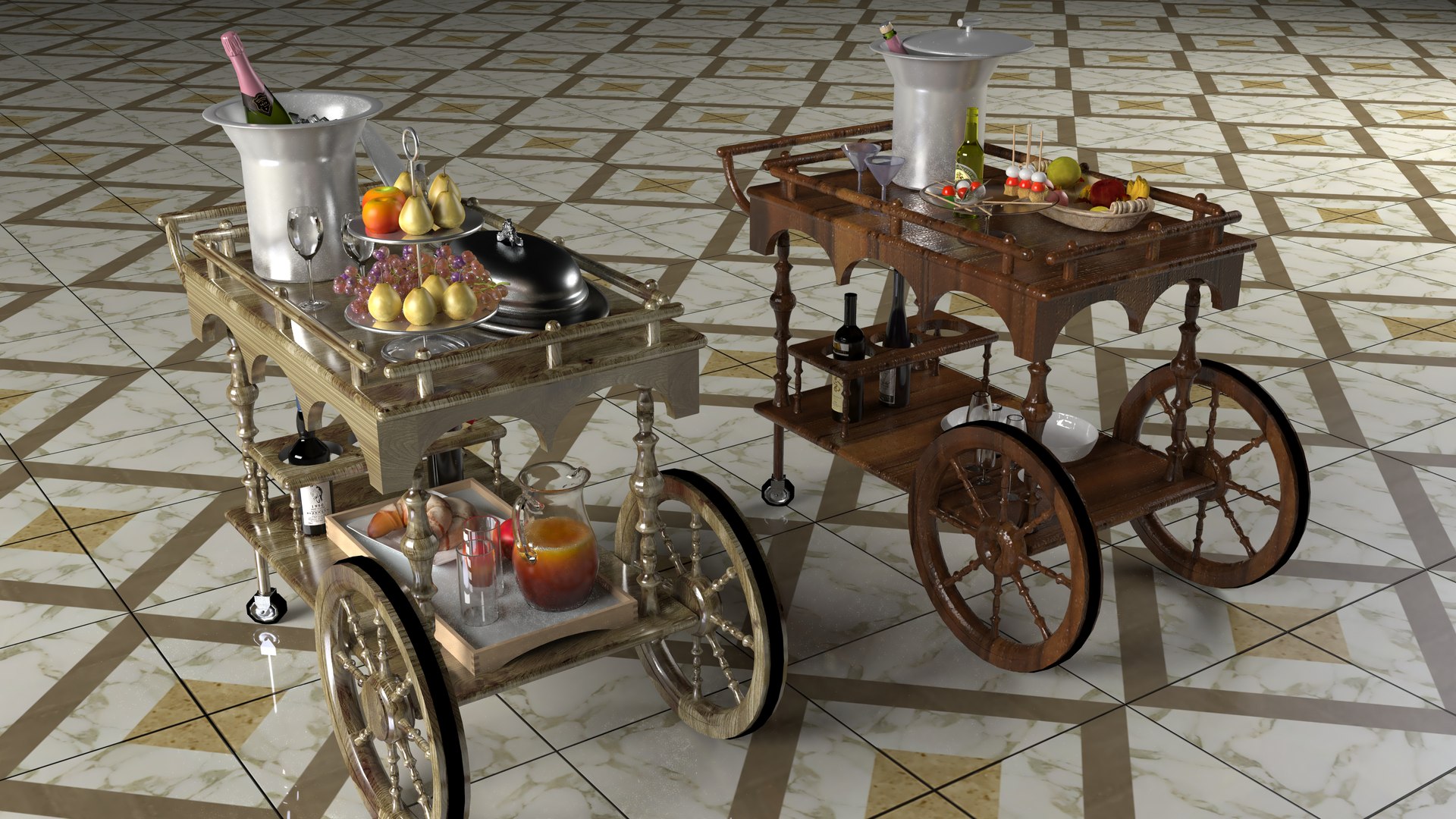 3D Service Carts - Full And Empty 8K - TurboSquid 2254805