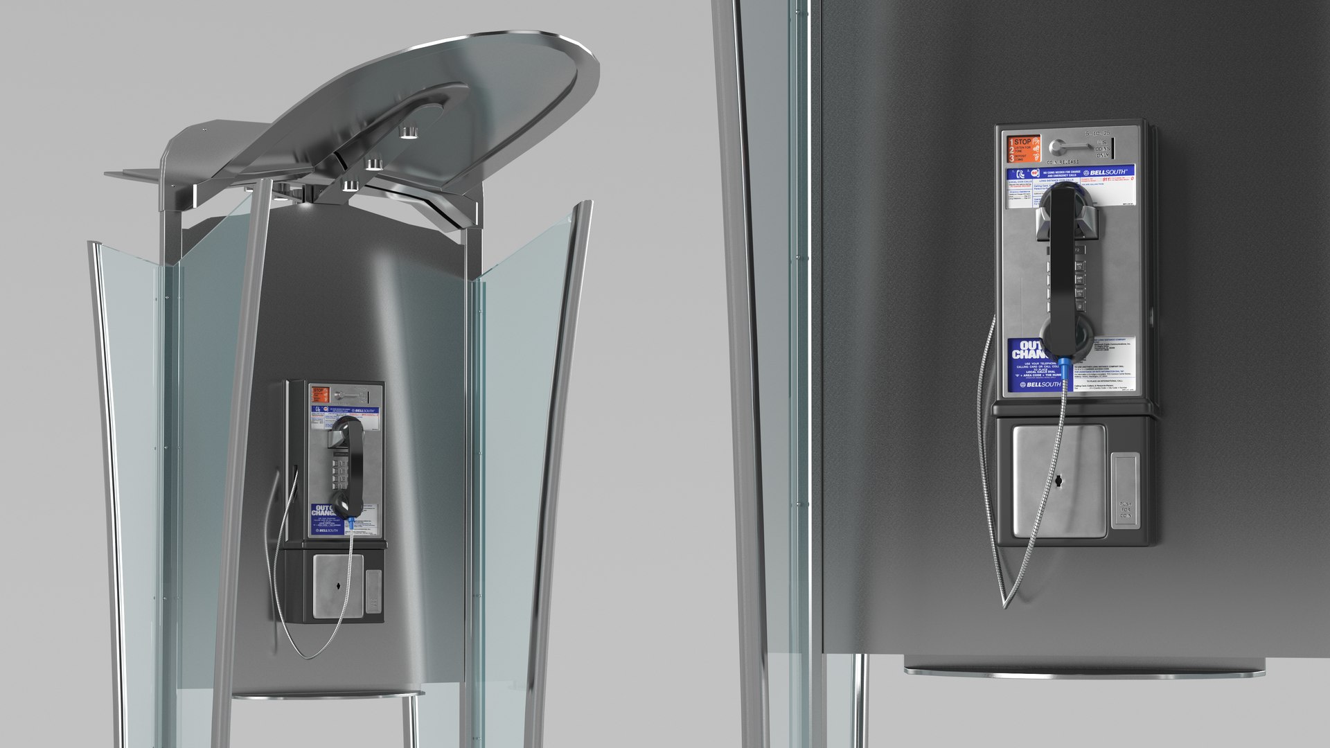 Glass Phone Booth Lights On 3D Model - TurboSquid 2199147