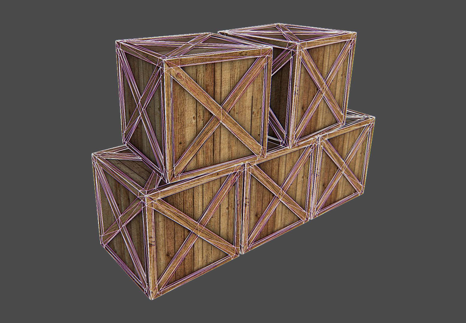 3d wooden crate games model