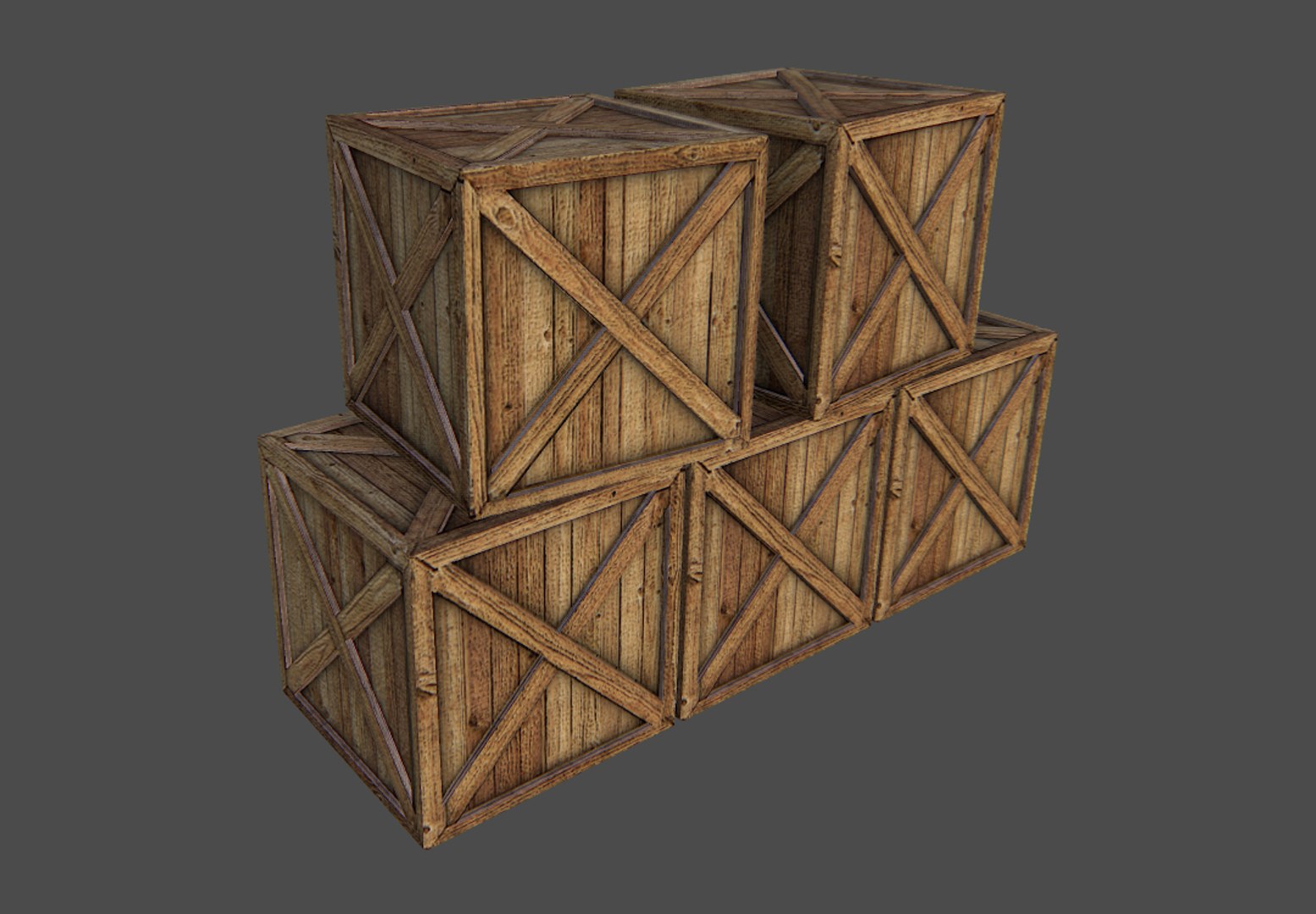 3d wooden crate games model