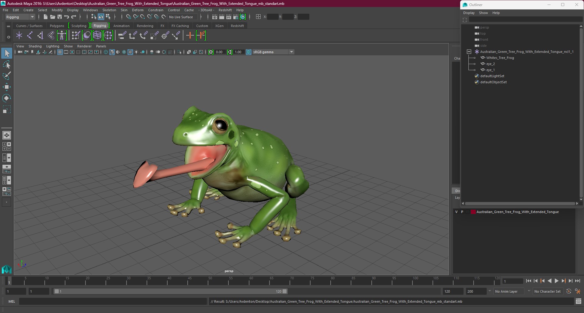 3D Australian Green Tree Frog With Extended Tongue Model - TurboSquid ...