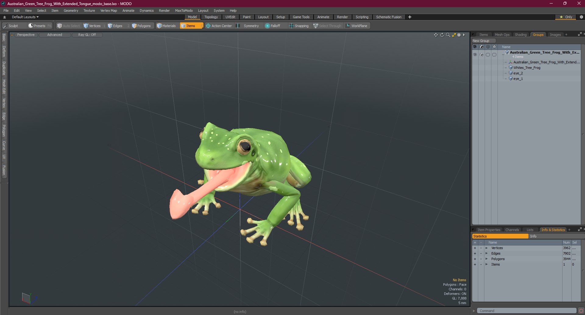 3D Australian Green Tree Frog With Extended Tongue Model - TurboSquid ...