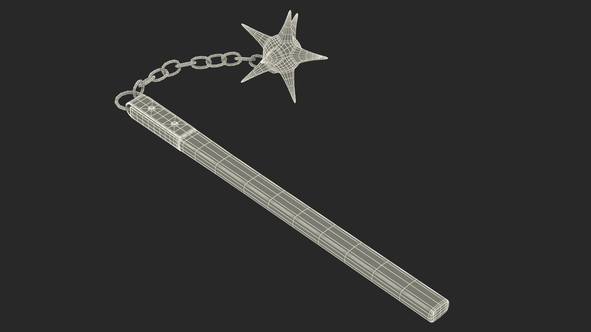 long spiked flail 3d model