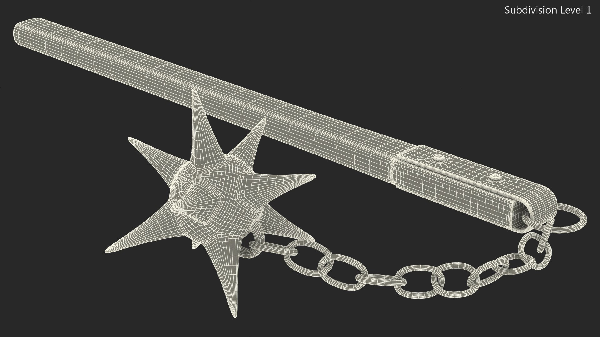long spiked flail 3d model