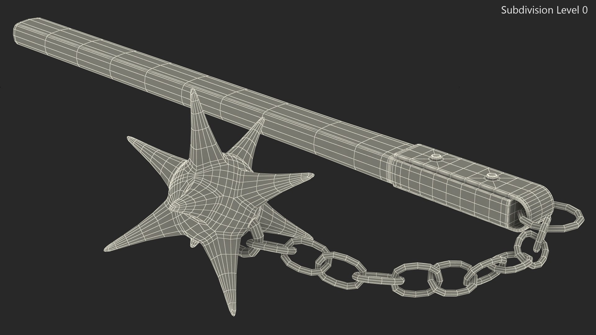 long spiked flail 3d model