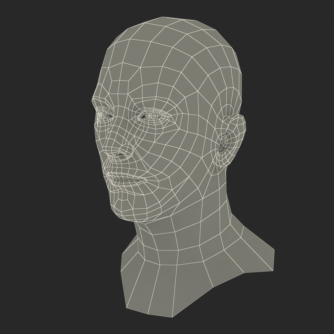 caucasian male head rigged 3d max