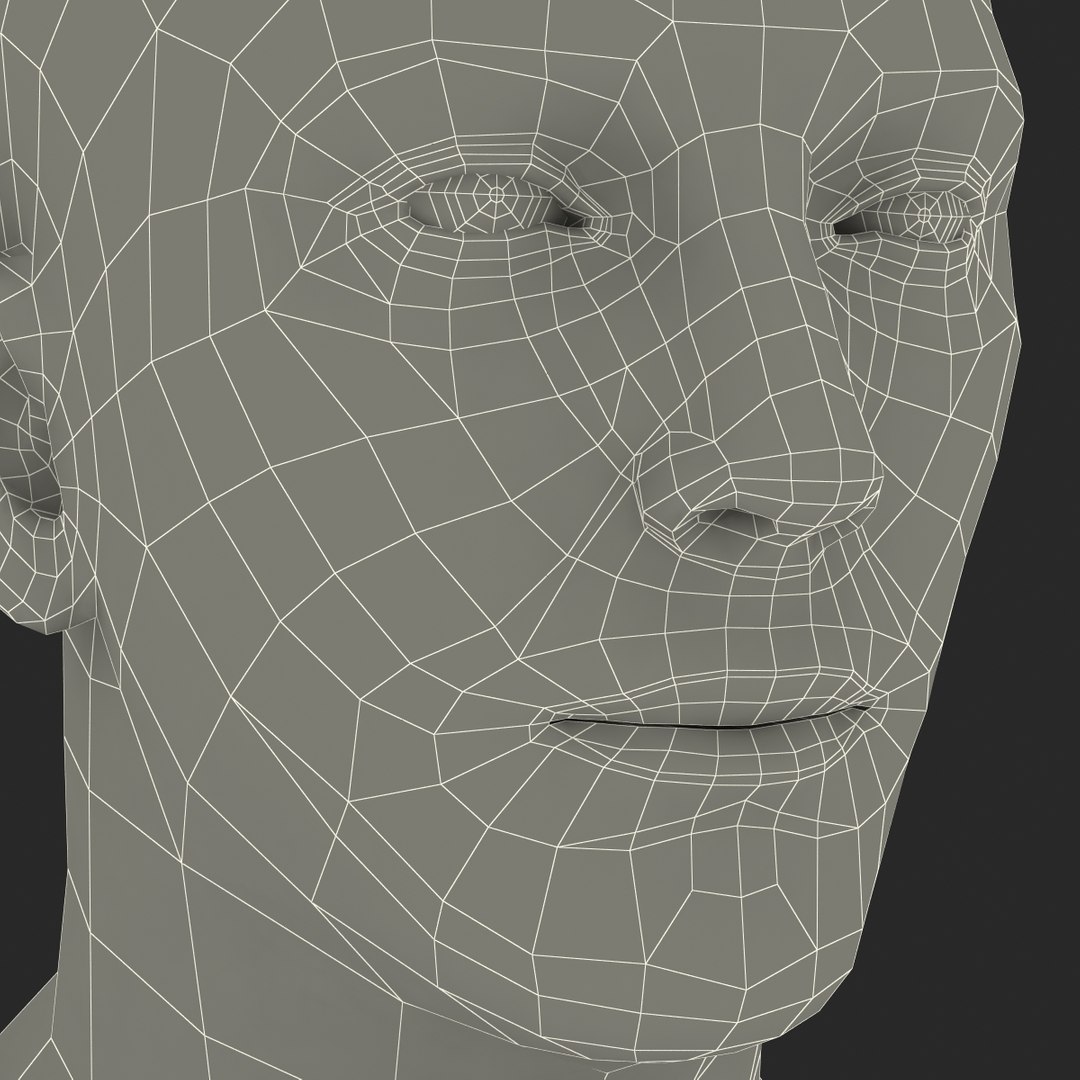 caucasian male head rigged 3d max