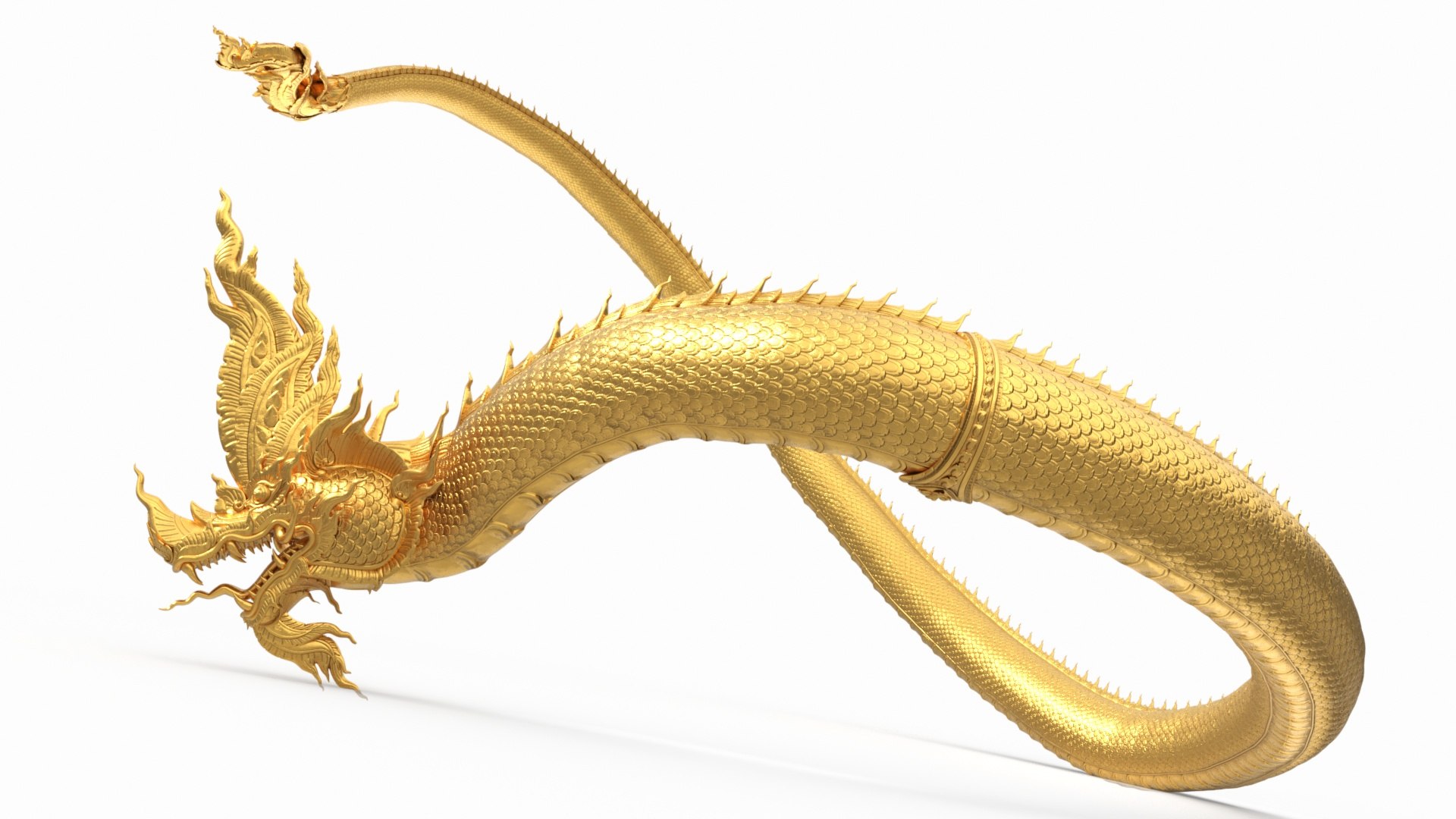 Gold Naga Dragon Rigged For Maya 3D Model - TurboSquid 2334184