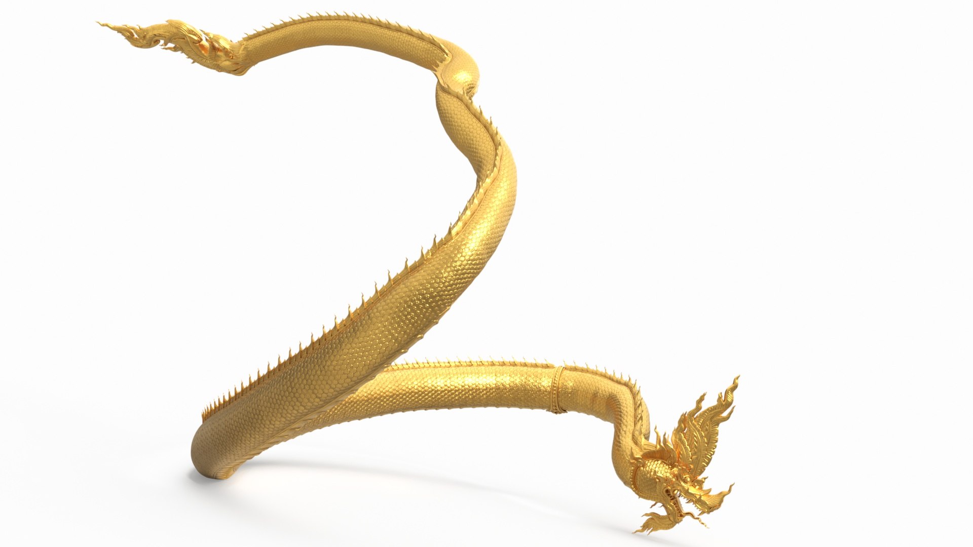 Gold Naga Dragon Rigged For Maya 3D Model - TurboSquid 2334184