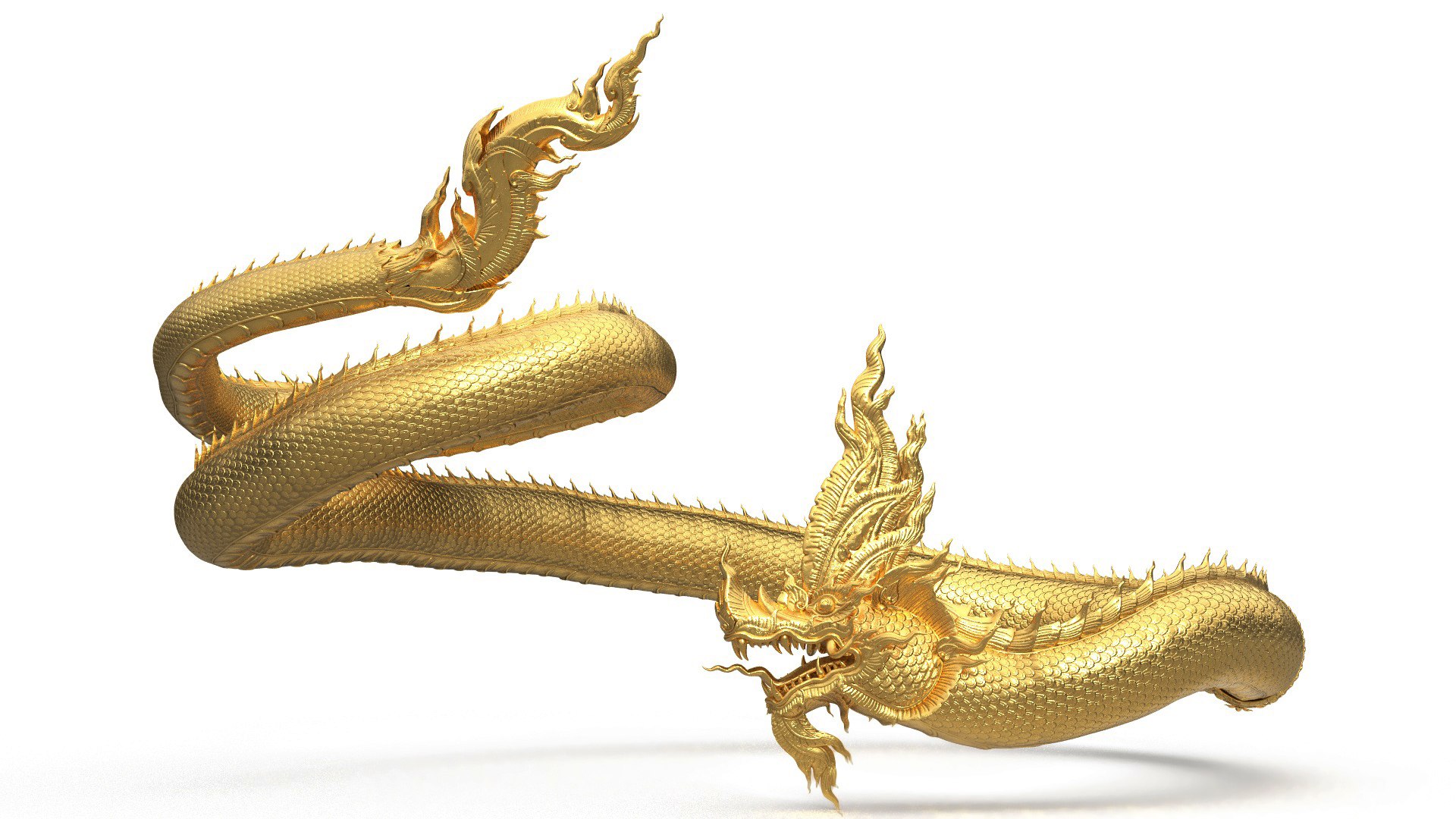 Gold Naga Dragon Rigged For Maya 3D Model - TurboSquid 2334184