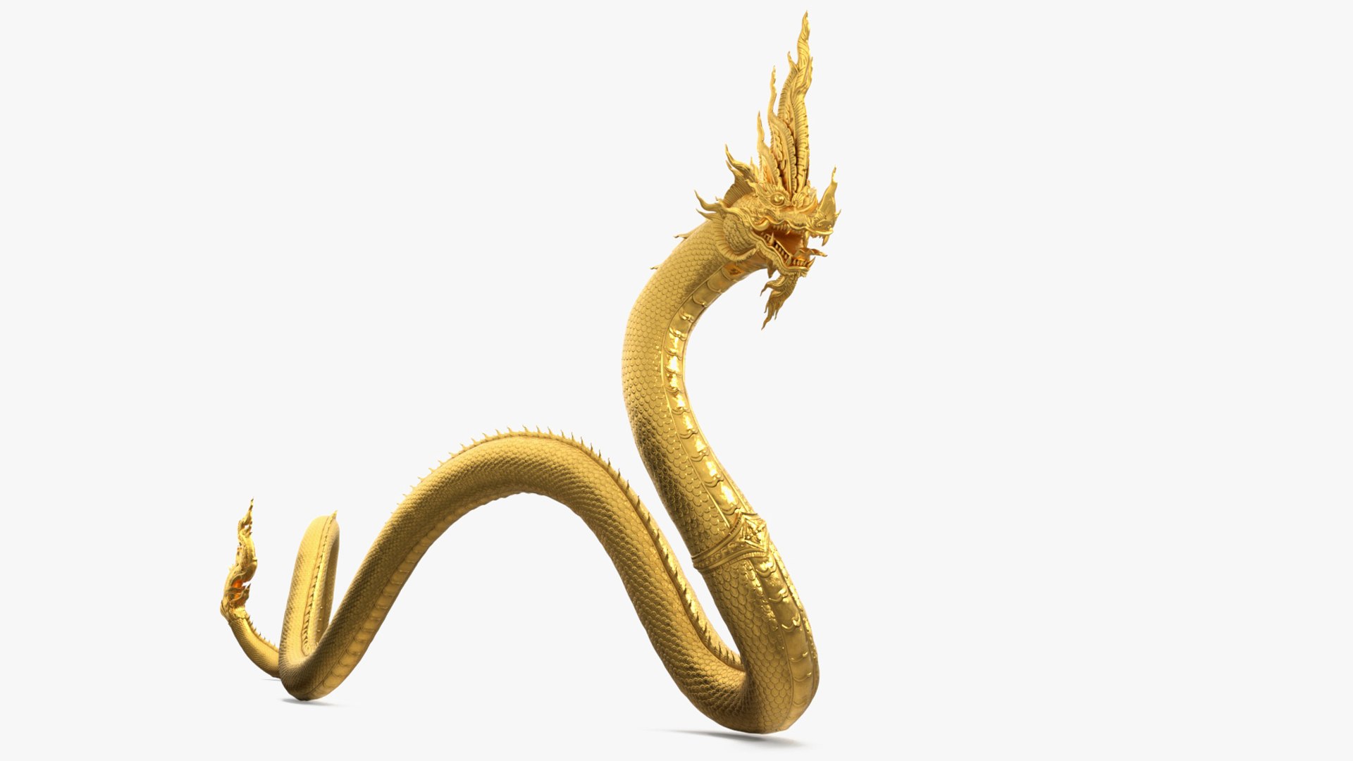 Gold Naga Dragon Rigged For Maya 3D Model - TurboSquid 2334184