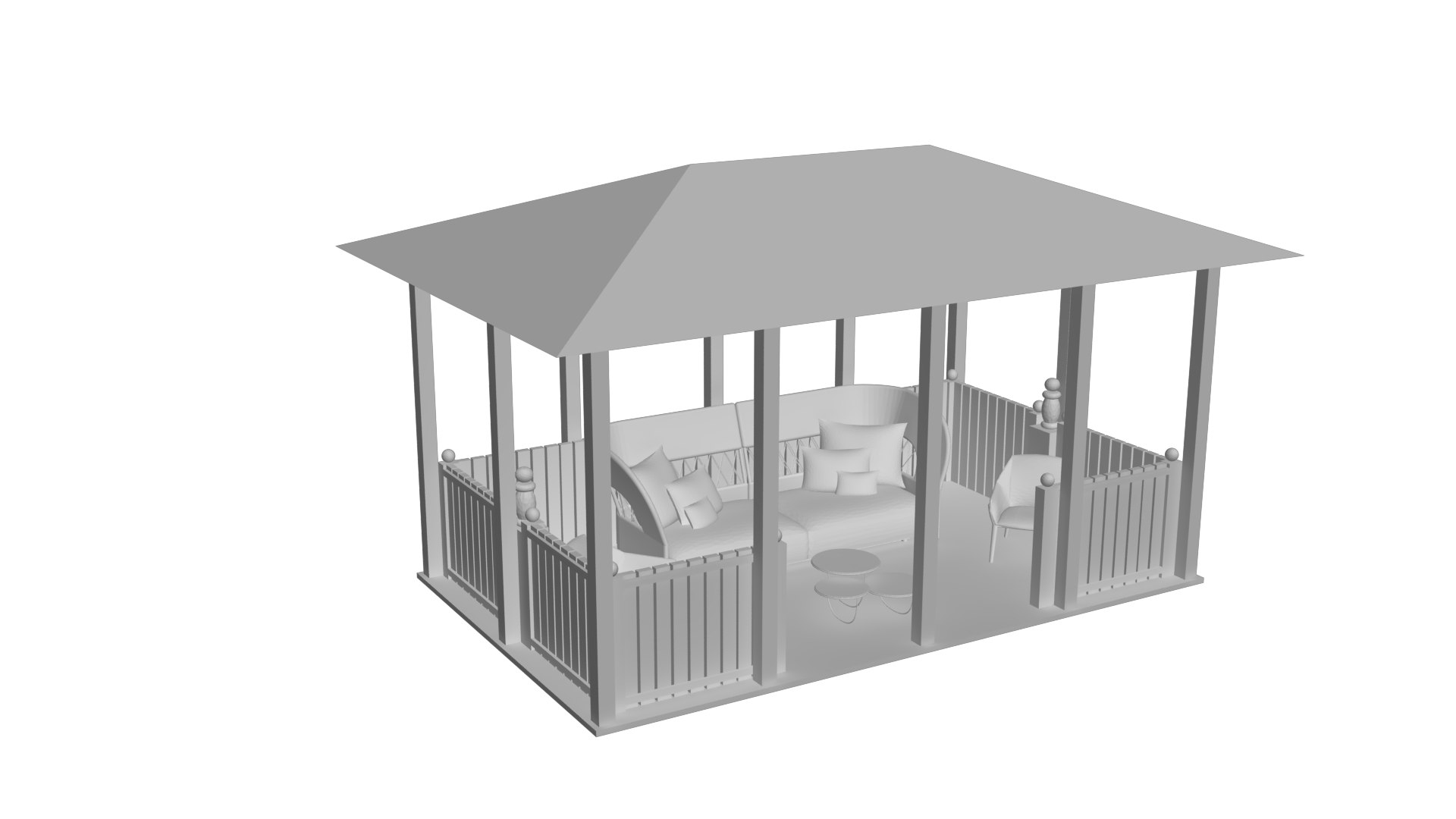 3D Model Wooden Gazebo - TurboSquid 1750811