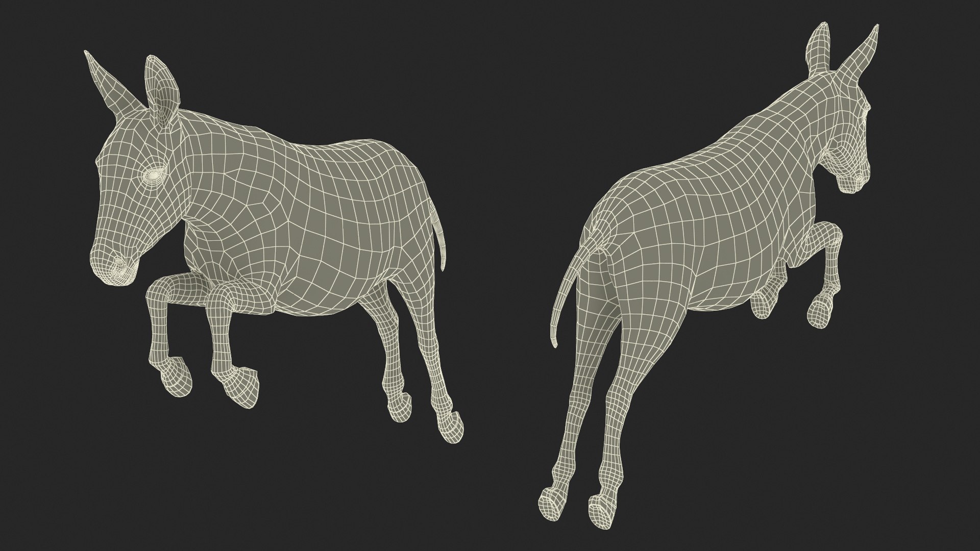 Mid-Jump Draft Donkey 3D Model - TurboSquid 2421870