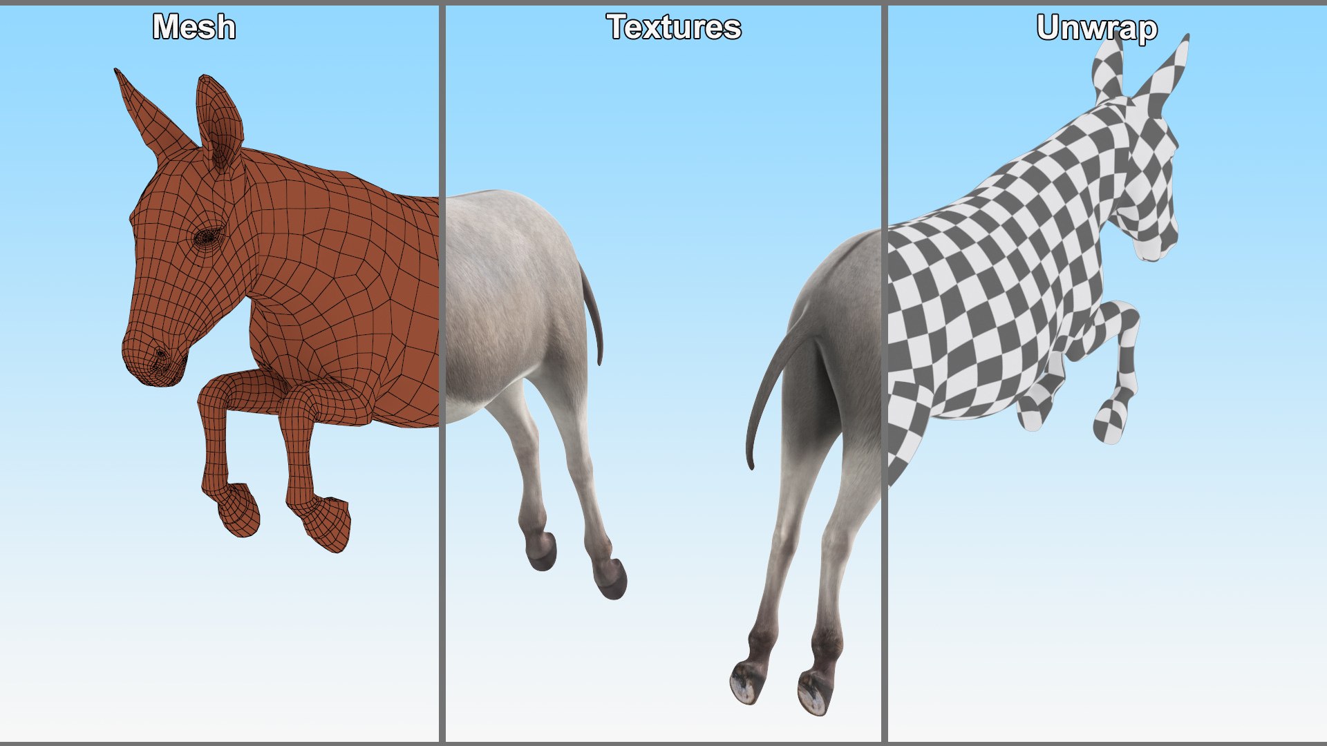 Mid-Jump Draft Donkey 3D Model - TurboSquid 2421870