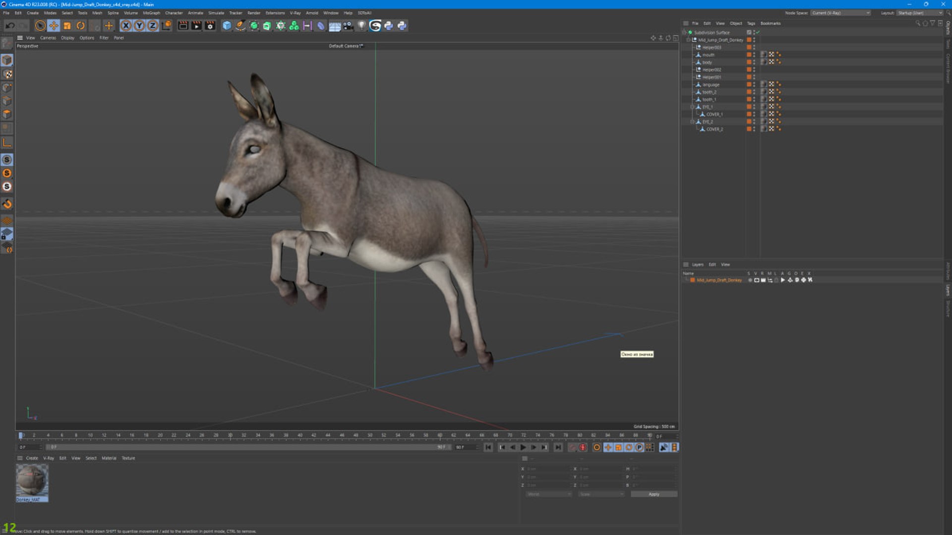 Mid-Jump Draft Donkey 3D Model - TurboSquid 2421870
